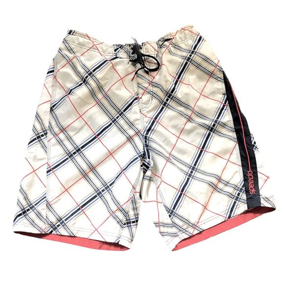 Speedo | Swim | Speedo Board Shorts Large White Red Blue Tan Plaid ...